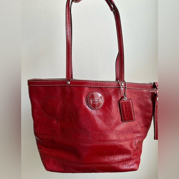 Coach | Bags | Authentic Coach Red Patent Leather Bag | Poshmark